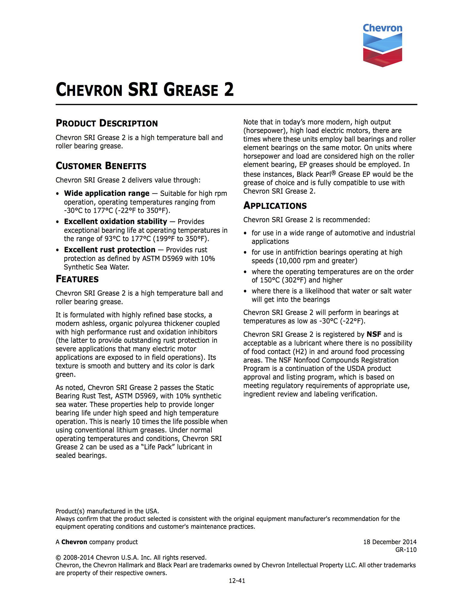 Chevron SRI GREASE 2